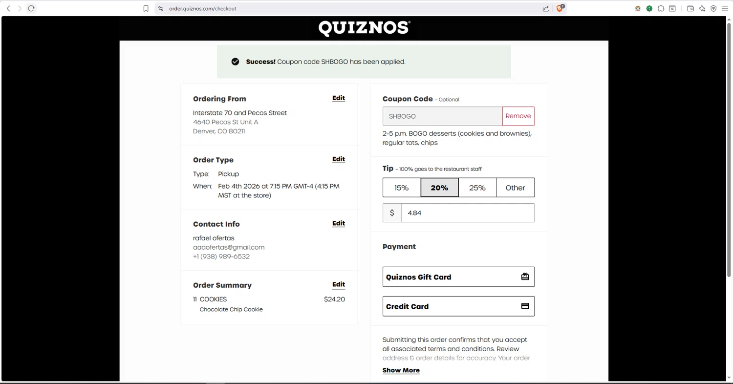 Quiznos Promo Codes - 15% Off (1 Verified) Apr 2026