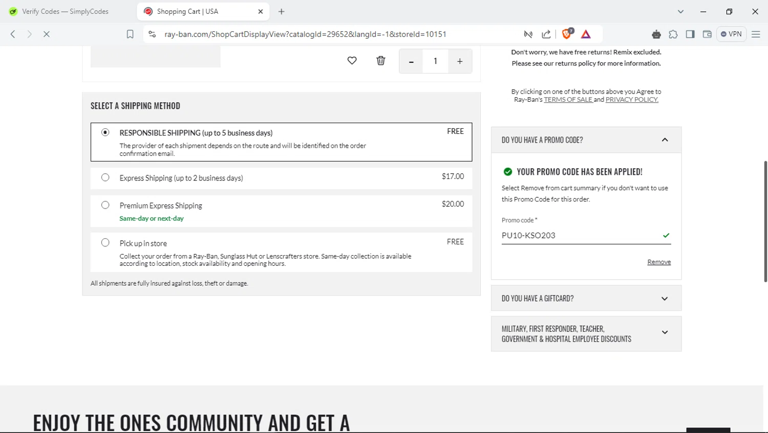 Ray-Ban Promo Codes - $10 Off | November 2024