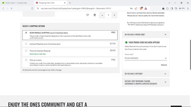 Ray-Ban Promo Codes - $10 Off | November 2024