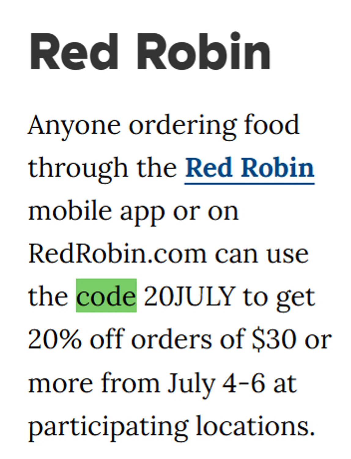 Red Robin Promo Codes - 15% Off (1 Verified) Nov 2025