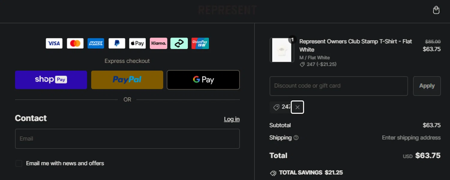 Represent Clo Discount Codes - $21 Off | December 2024