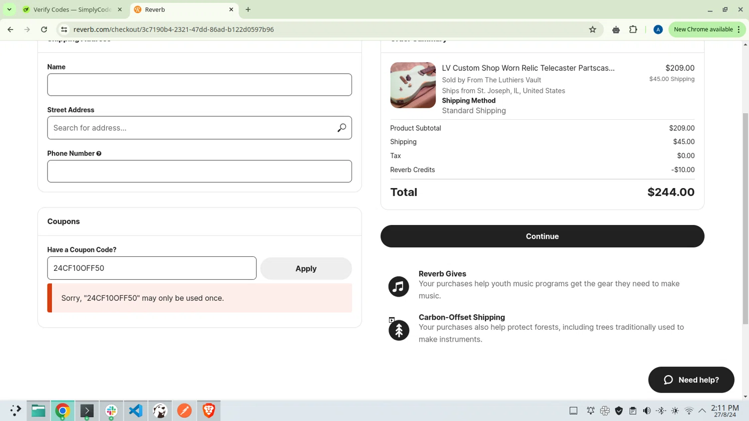 Reverb Coupon Codes - $10 Off | October 2024