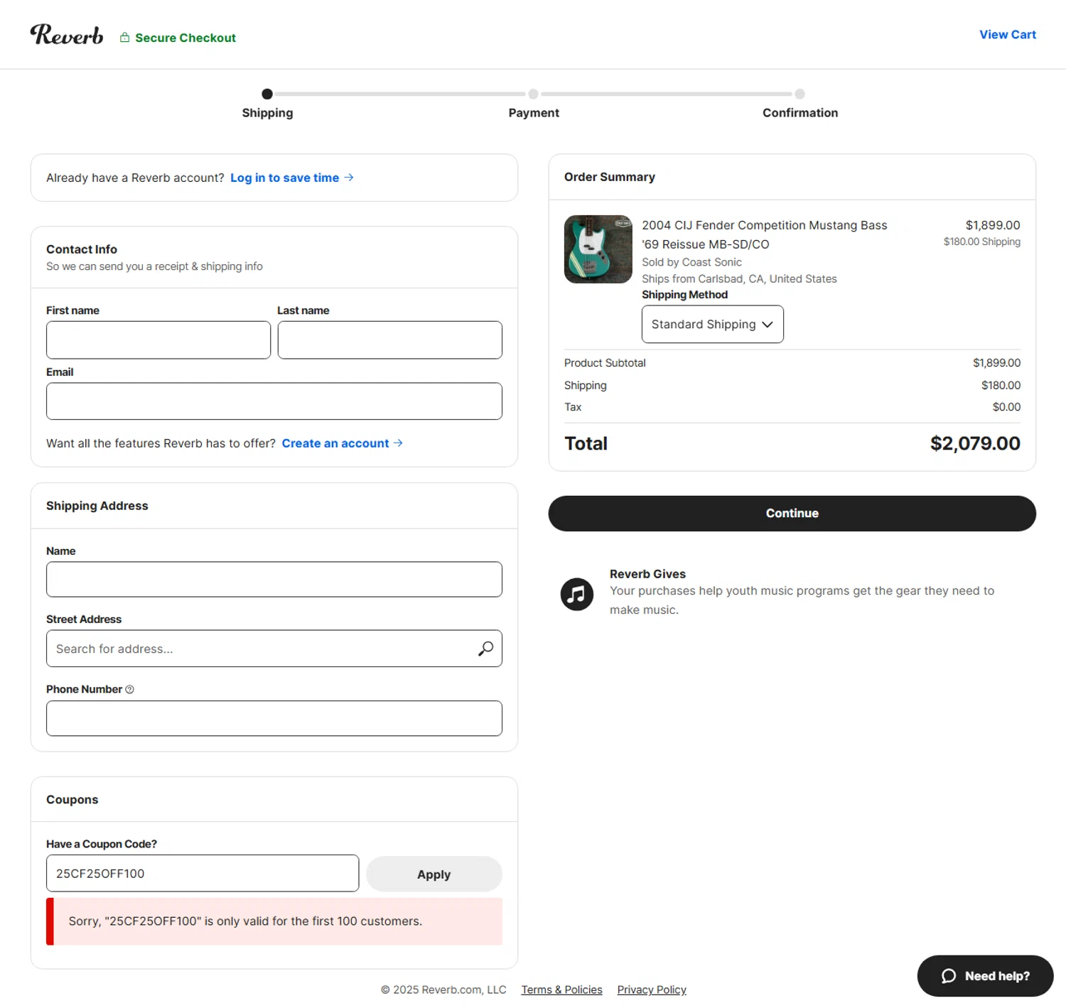 Reverb Discount Codes - $10 Off (1 Verified) Sep 2025