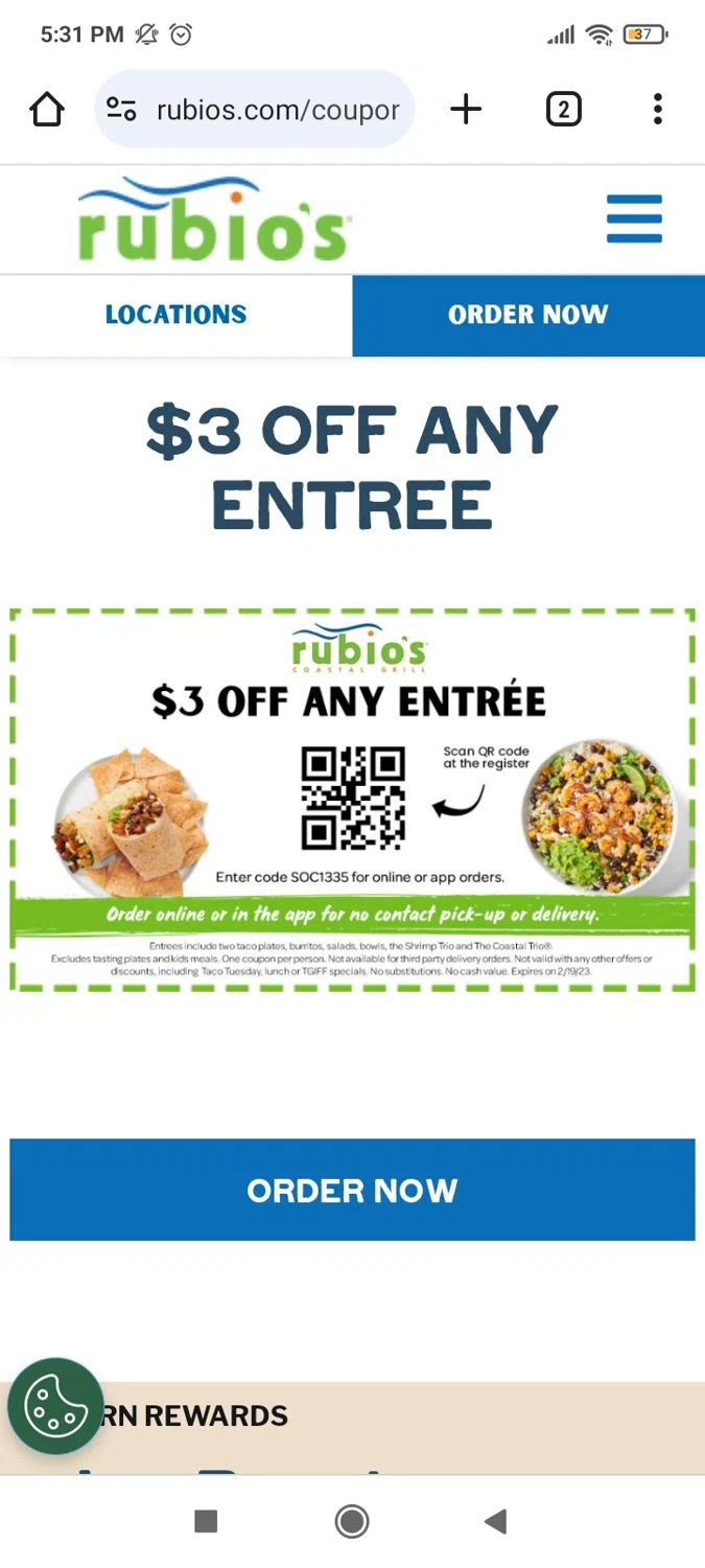 Rubio's Coupon Codes - $20 Off Coupons Jan 2025
