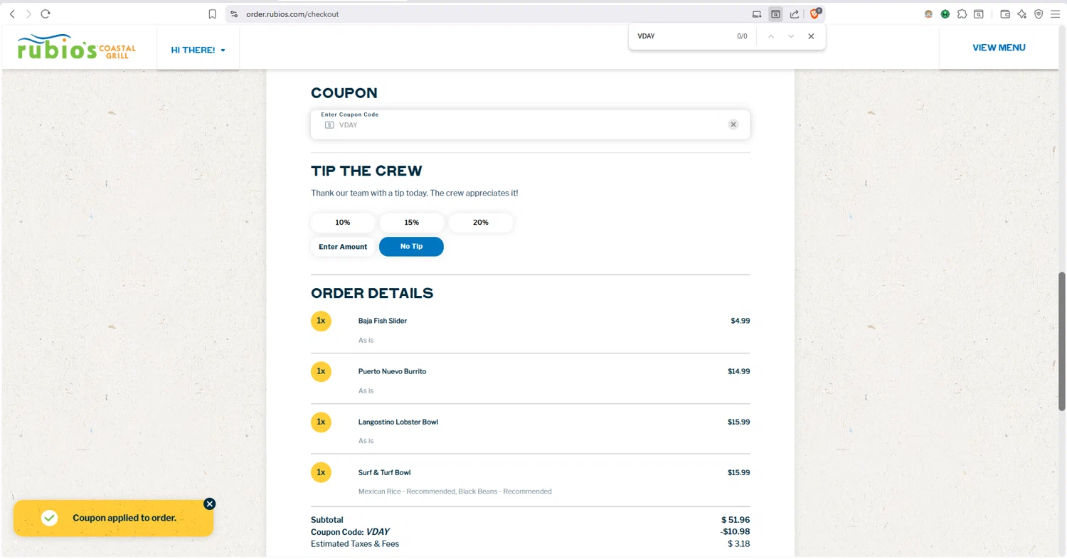 Rubio's Promo Codes - 50% Off (1 Verified) Mar 2026