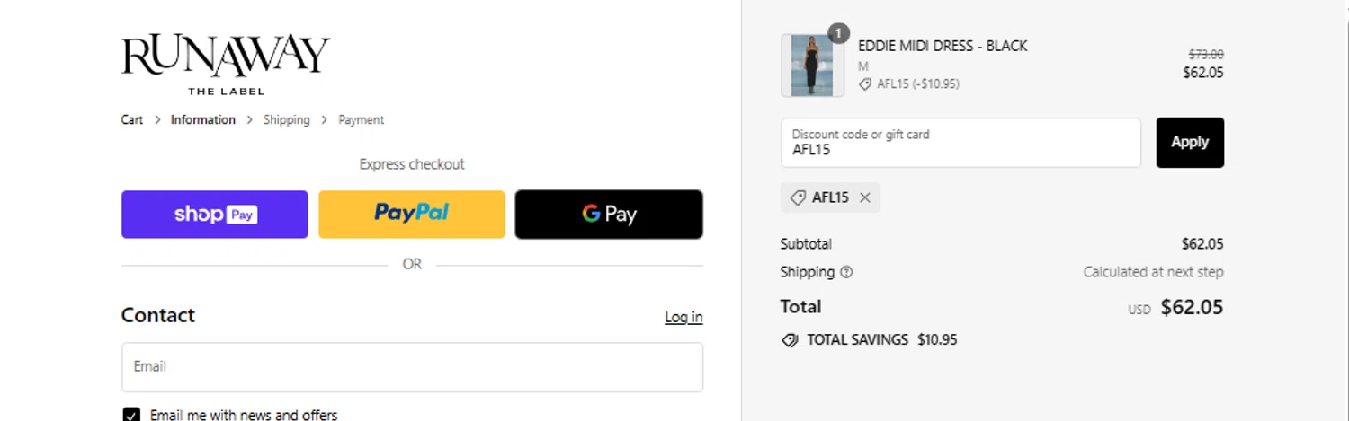 Runaway The Label Promo Codes – 20% Off | May 2024