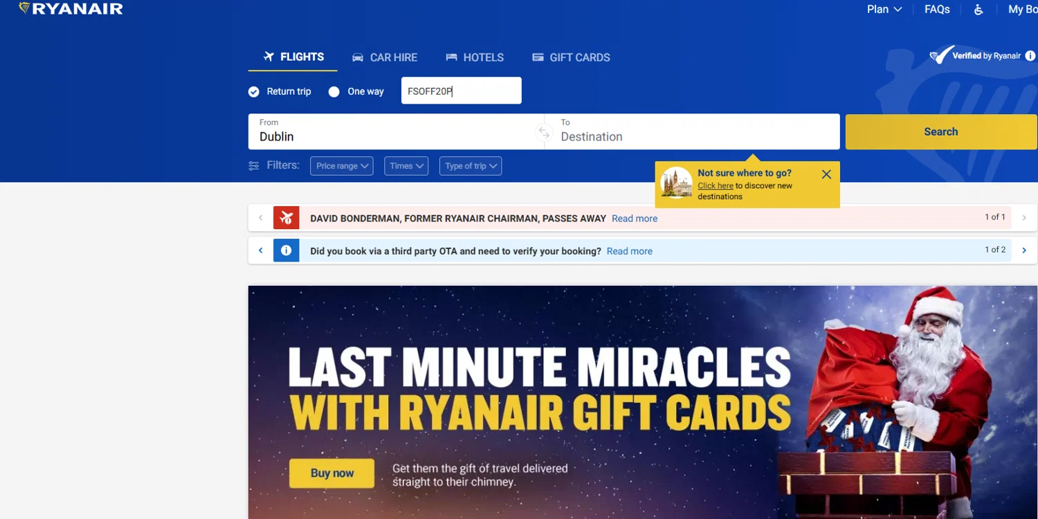 Ryanair Promo Codes - 15% Off Coupons November 2025