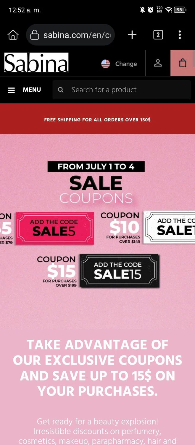 Sabina Beauty & Fashion Promo Codes - $5 Off | October 2024