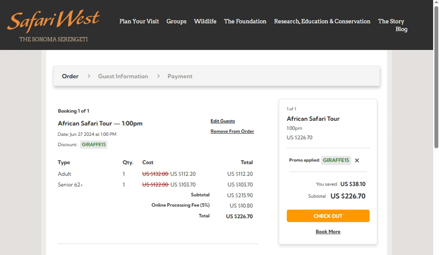 Safari West Promo Codes - 20% Off | September 2024