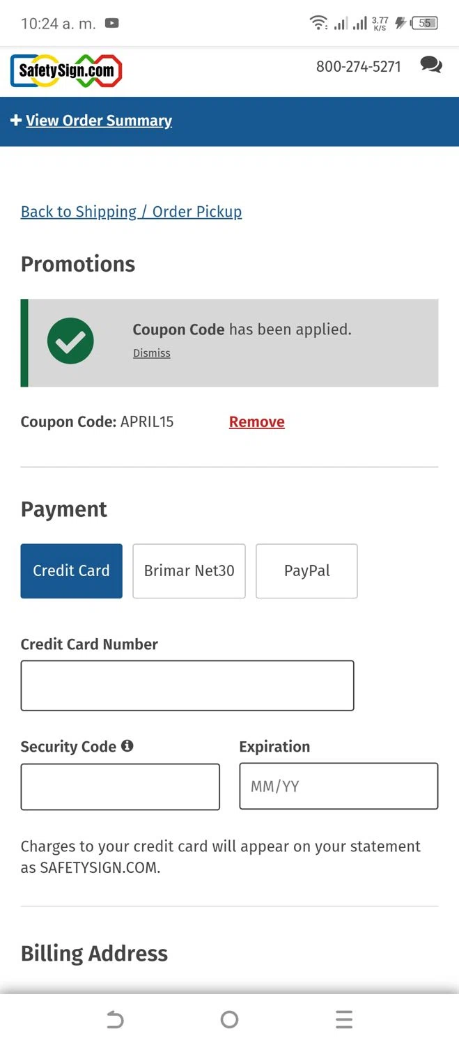 where to use Safety Sign promo code box