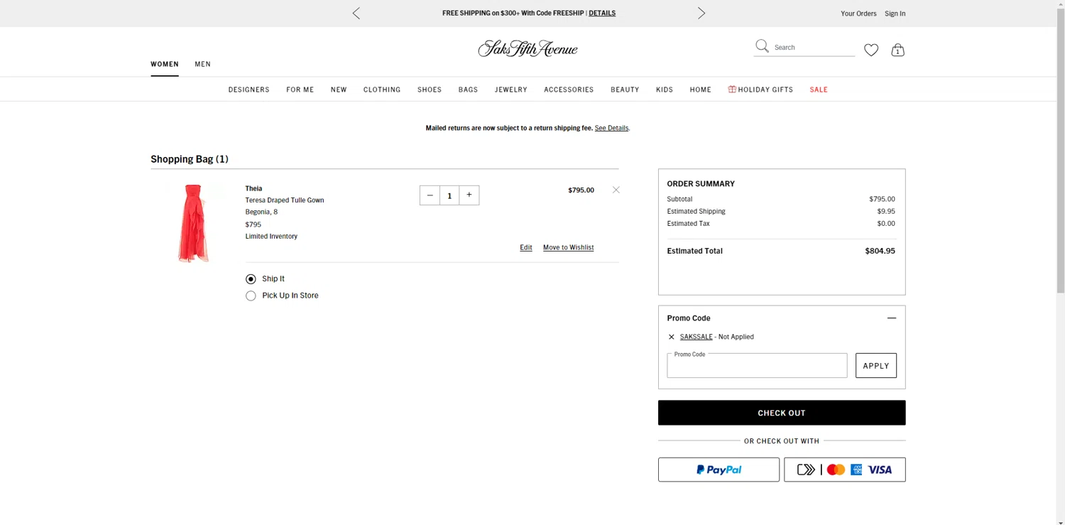 Saks Fifth Avenue Promo Codes - 10% Off | October 2024