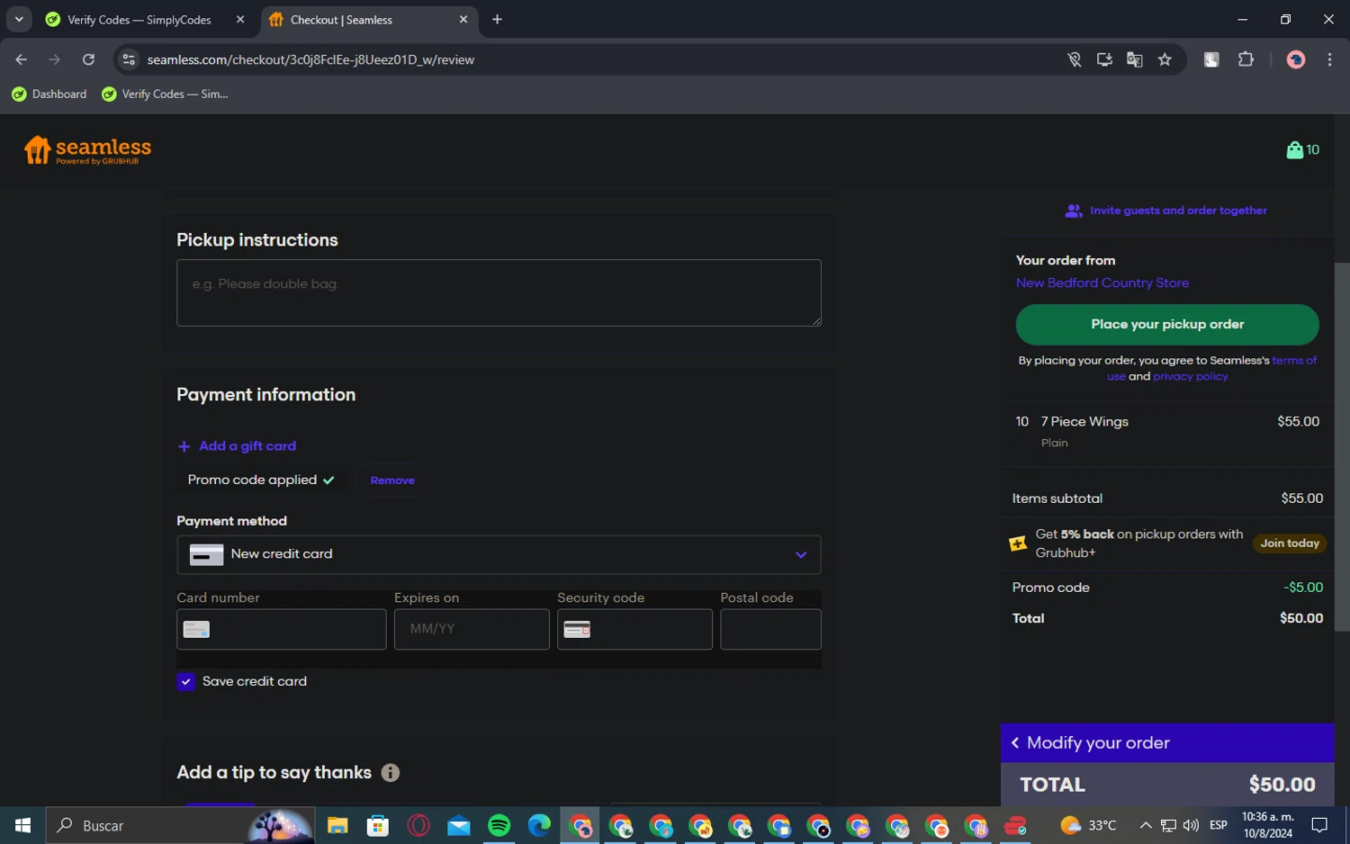 Seamless Promo Codes - $10 Off | September 2024