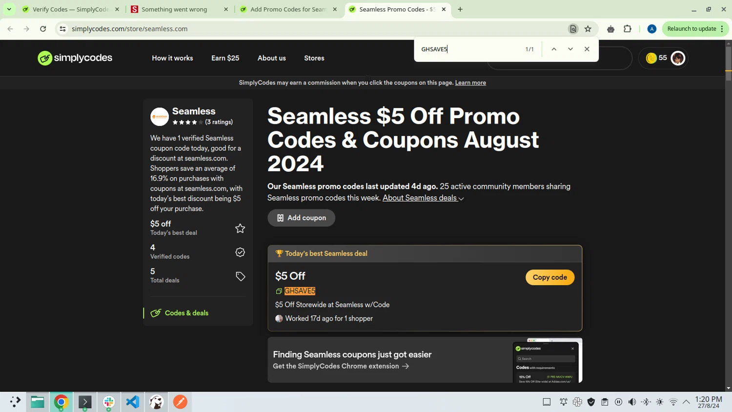 Seamless Promo Codes - $10 Off | September 2024
