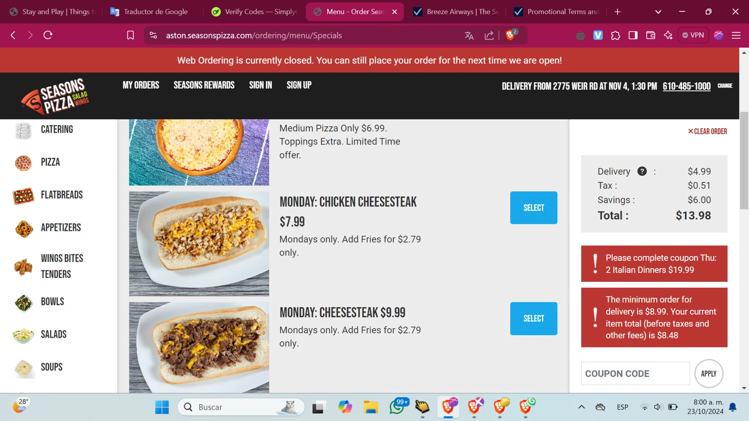 Seasons Pizza Coupon Codes - 50% Off | November 2024