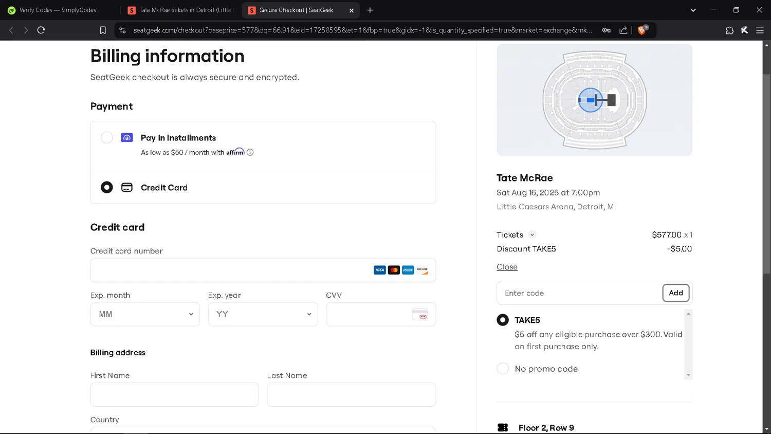 SeatGeek Promo Codes - $5 Off | January 2025