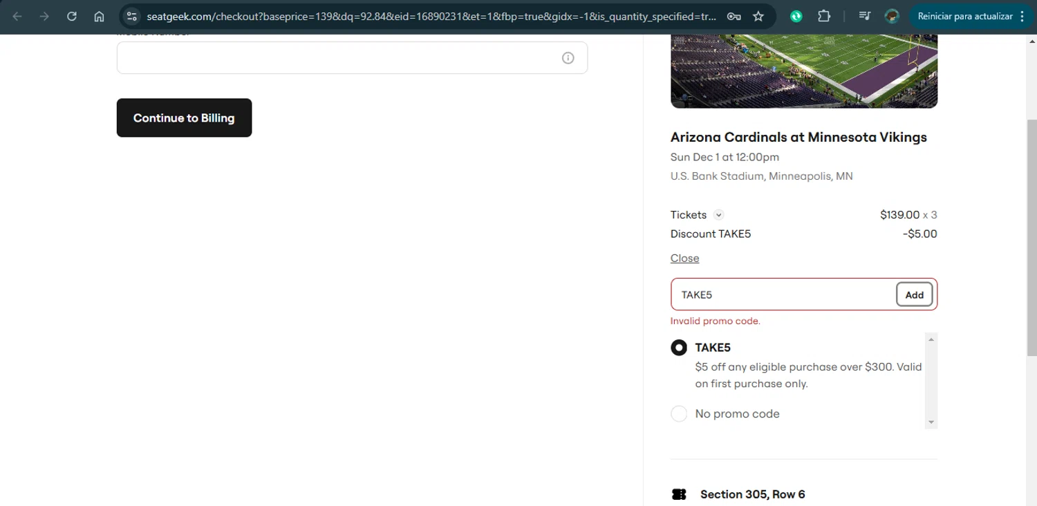 SeatGeek Promo Codes - $5 Off | January 2025