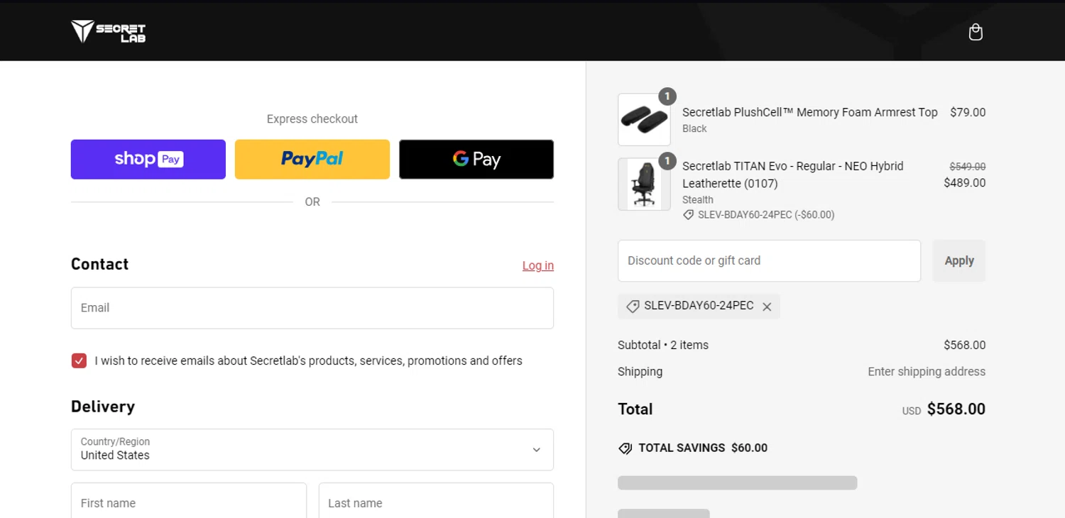 Secretlab Discount Codes - $60 Off | January 2025