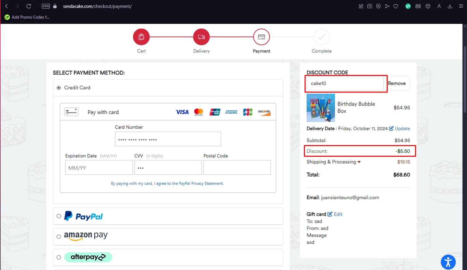 Send A Cake Promo Codes (10 Verified) - 10% Off Jan 2025