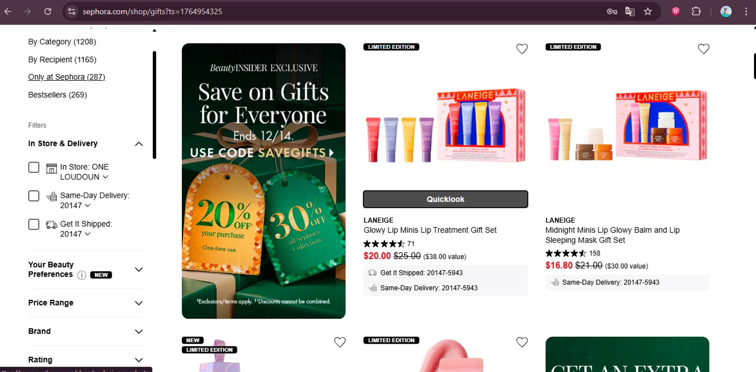 Sephora Promo Codes - 20% Off (2 Verified) Dec 2025