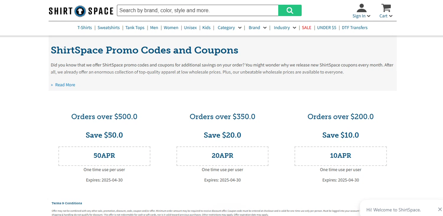 ShirtSpace.com Promo Codes (8 Verified) - $50 Off Apr 2025
