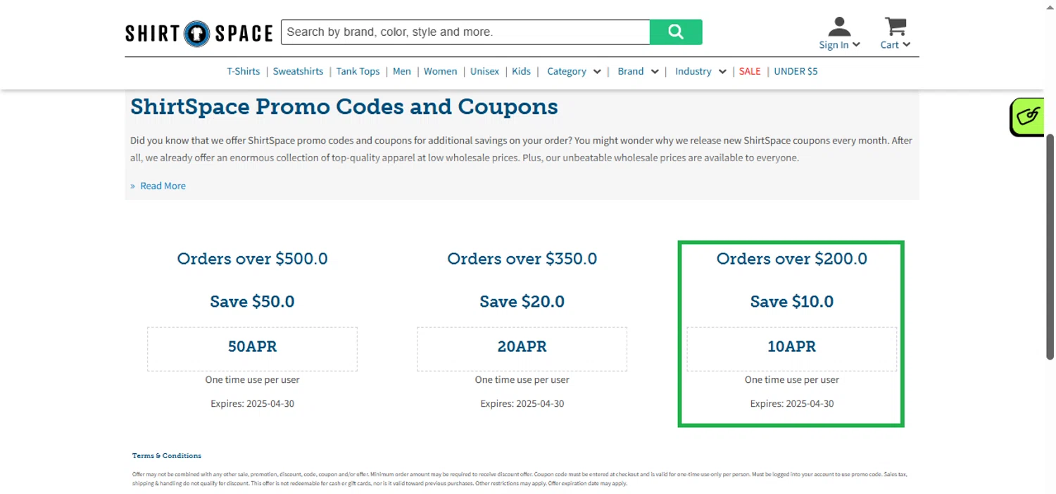 ShirtSpace.com Promo Codes (8 Verified) - $50 Off Apr 2025
