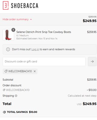 Shoebacca Promo Codes - $10 Off Discount Jul 2025