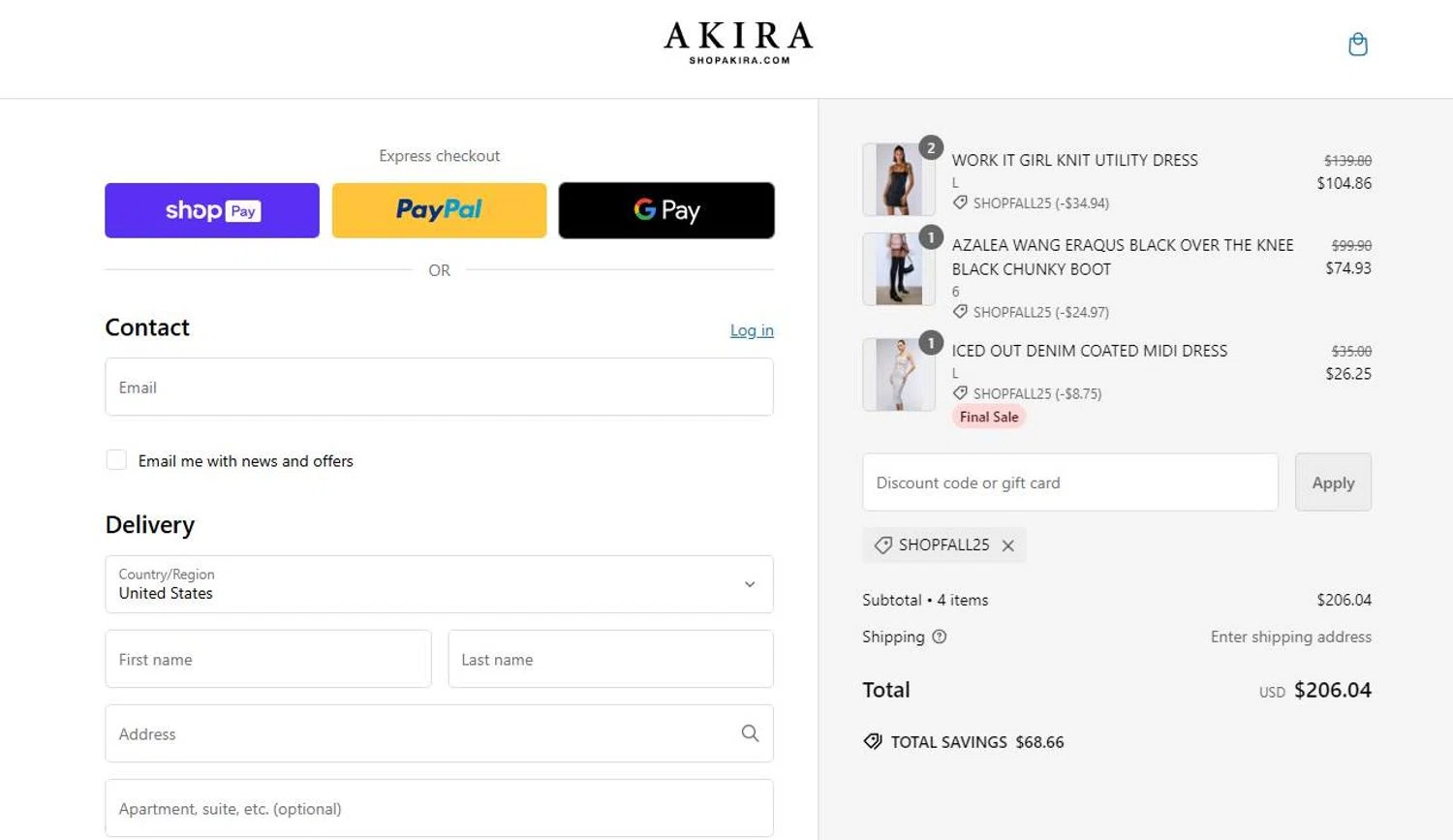 Akira Promo Codes - 25% Off | November 2024