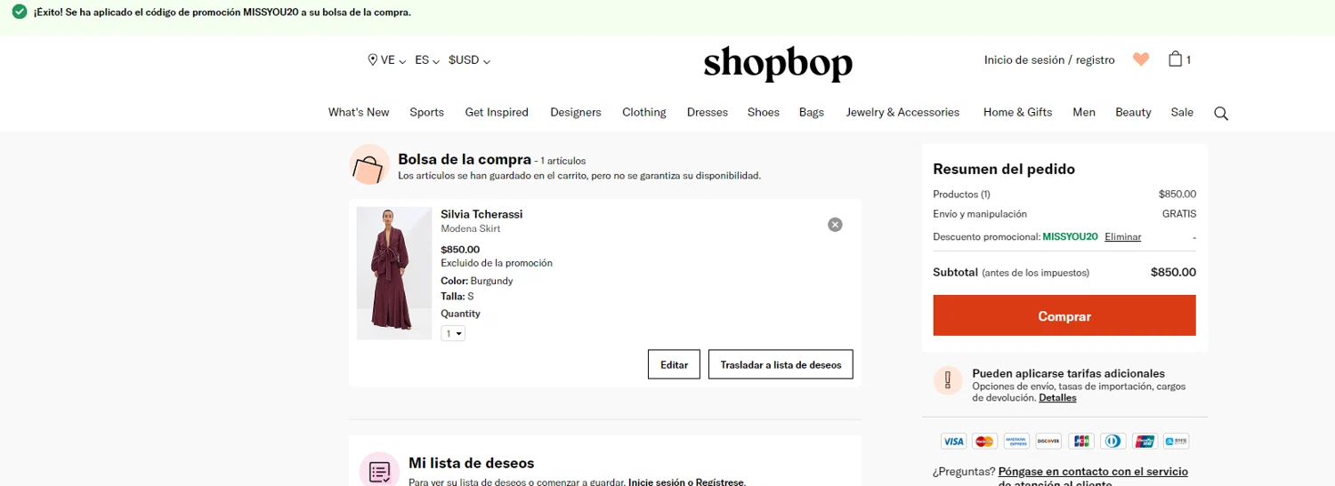 Shopbop Promo Codes - 20% Off | October 2024