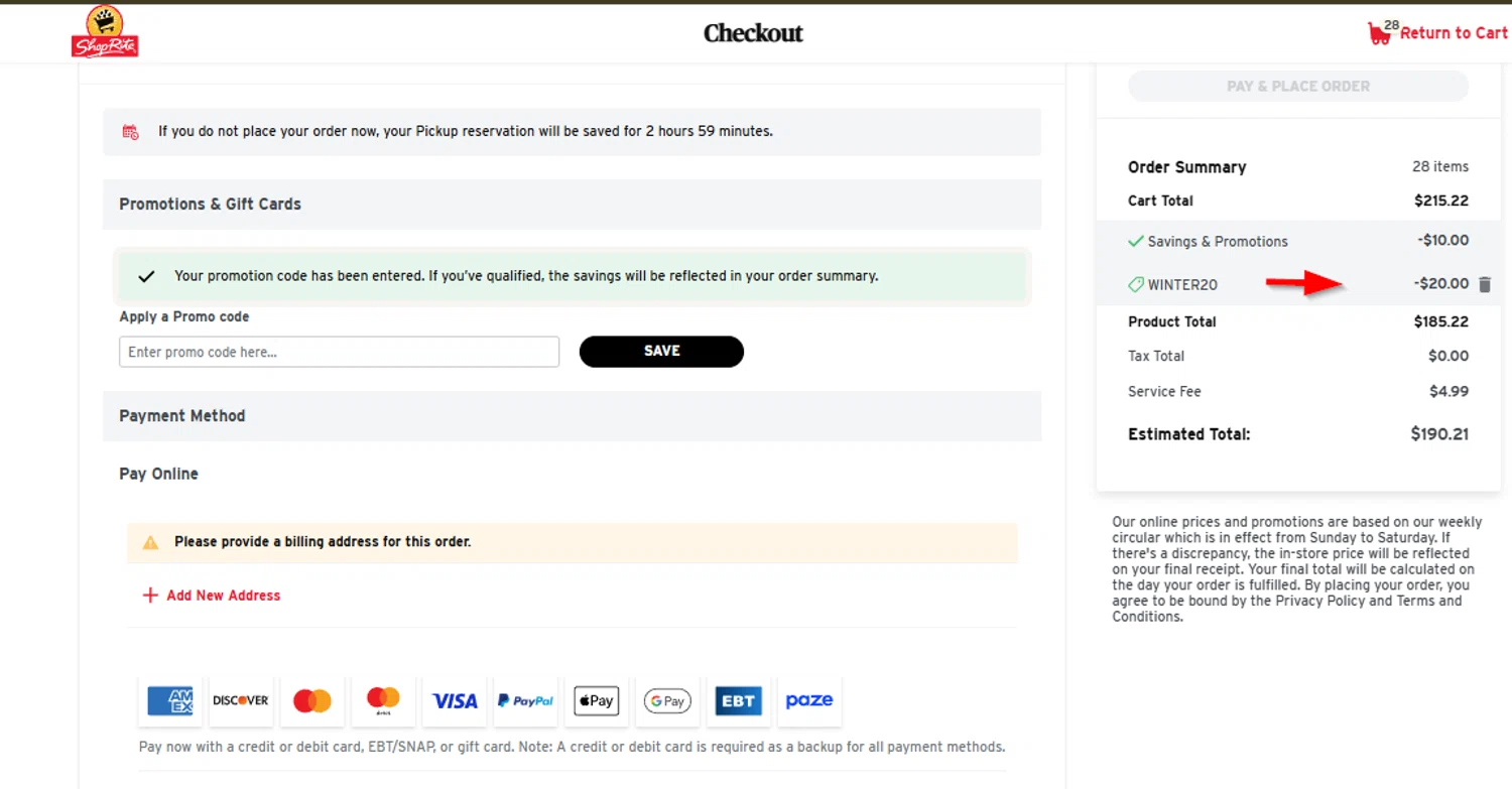 ShopRite Promo Codes (4 Verified) - 20% Off w/ Code Jan 2025