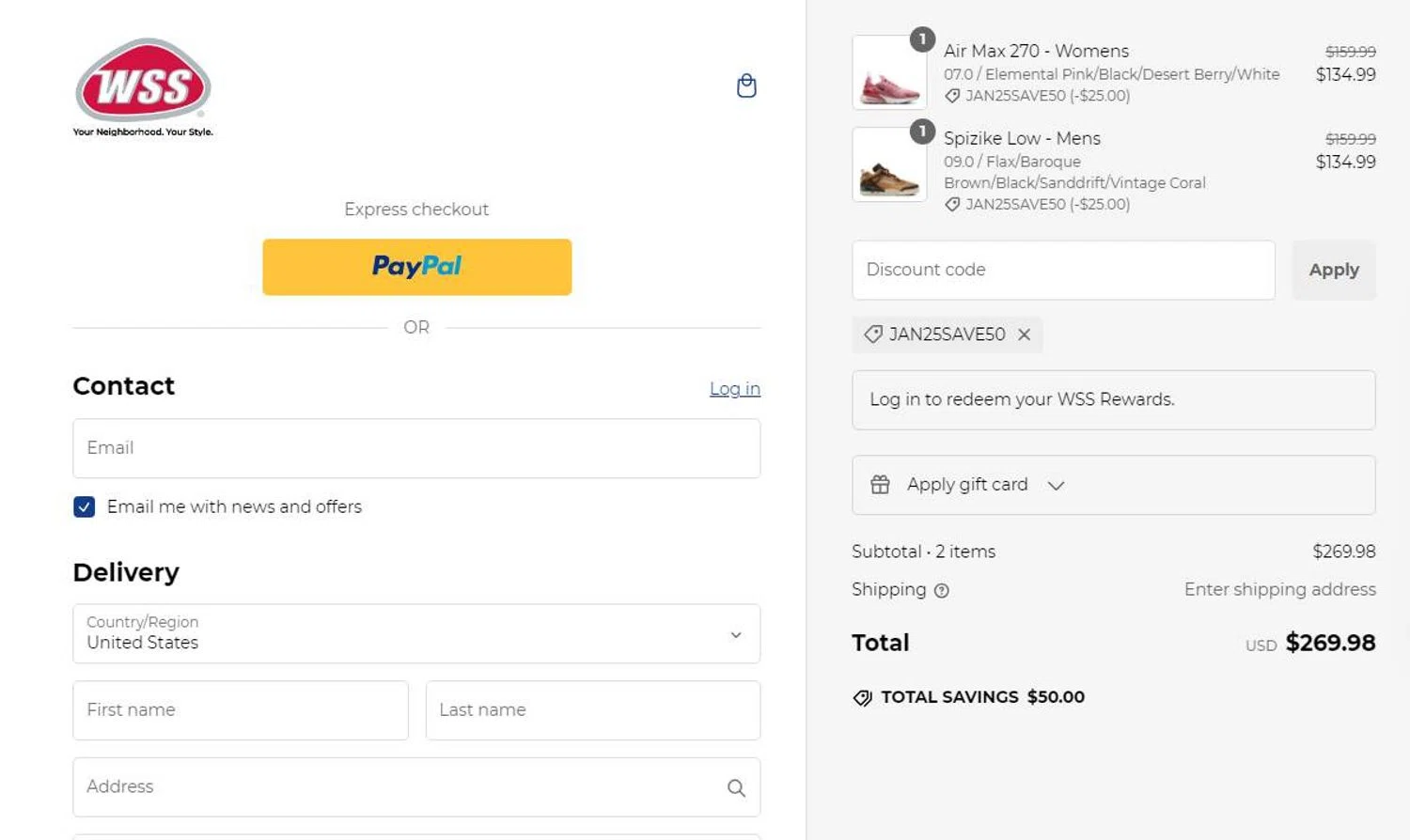 WSS Coupons - $50 Off | January 2025