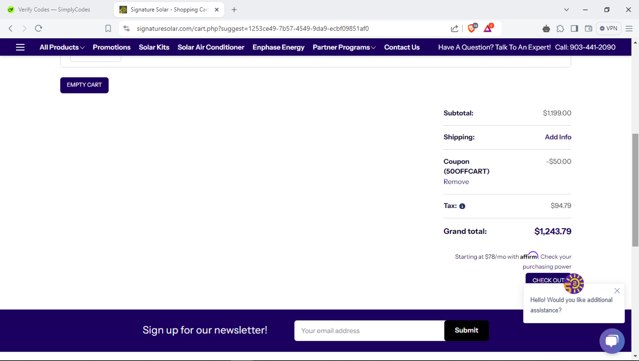 Signature Solar Coupon Codes - $50 Off | October 2024