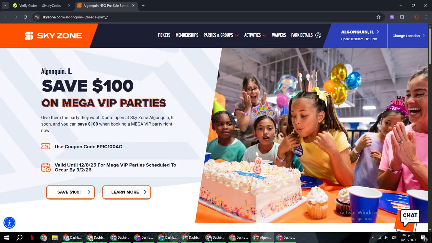 Sky Zone Promo Codes - $100 Off (6 Verified) Dec 2025