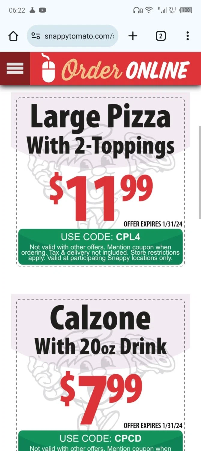 Snappy Tomato Pizza Promo Codes - $11 Off | September 2024