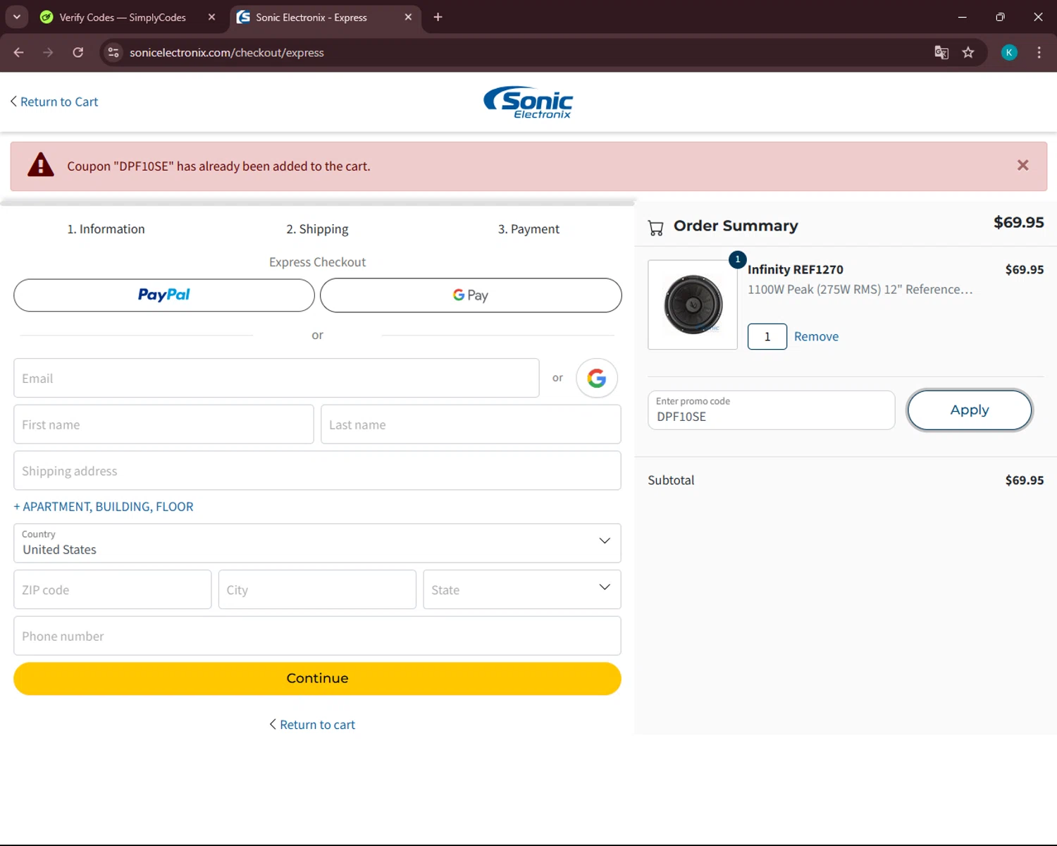 Sonic Electronix Promo Codes - 10% Off | January 2025