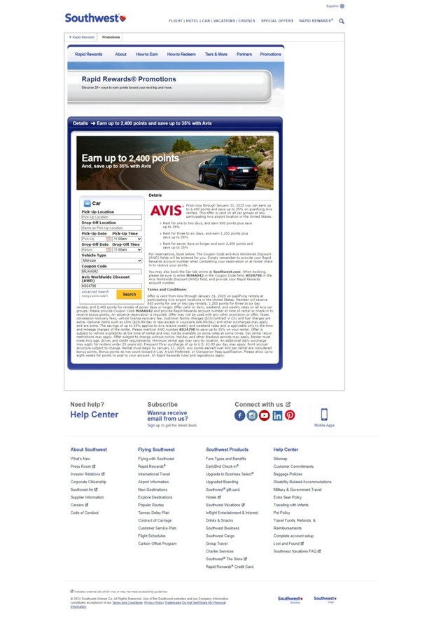 Southwest Airlines Promo Codes - $250 Off | December 2024