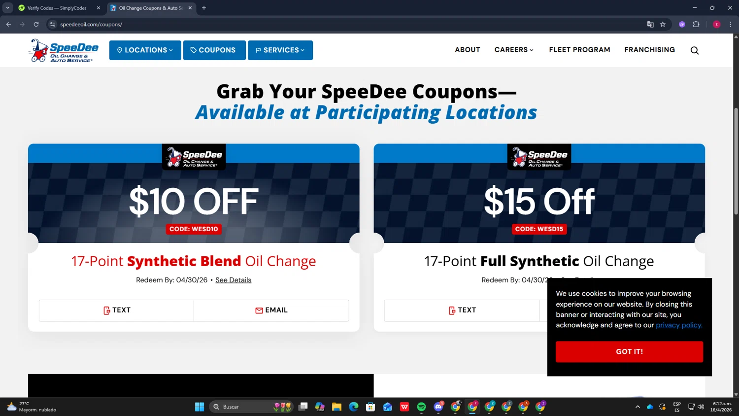 SpeeDee Oil Change Promo Codes - 15% Off May 2026