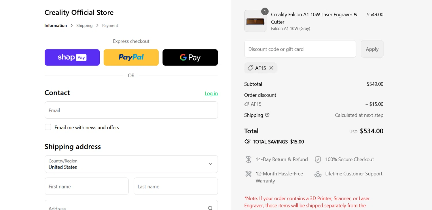 Creality Store Promo Codes - $15 Off Nov 2025