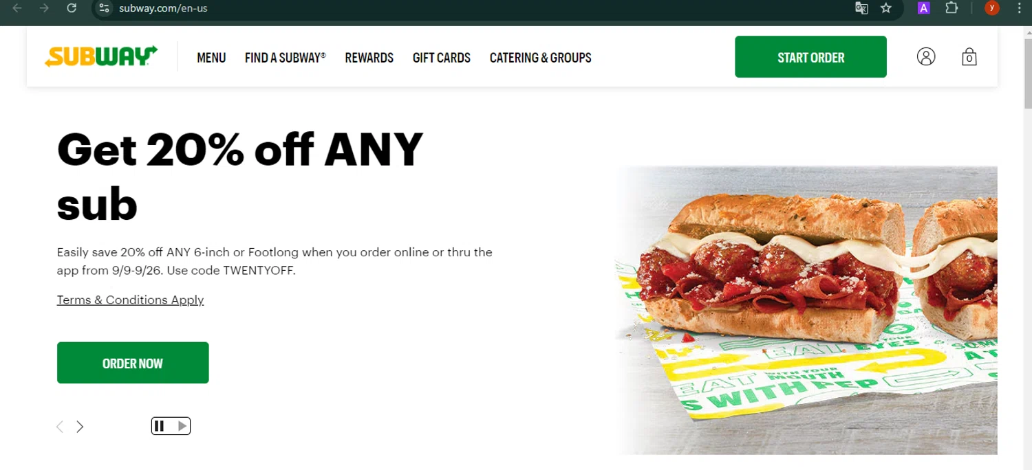 Subway Promo Codes - $12 Off | November 2024