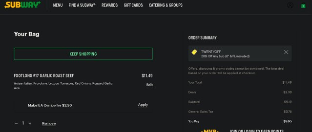 Subway Promo Codes - 20% Off | October 2024