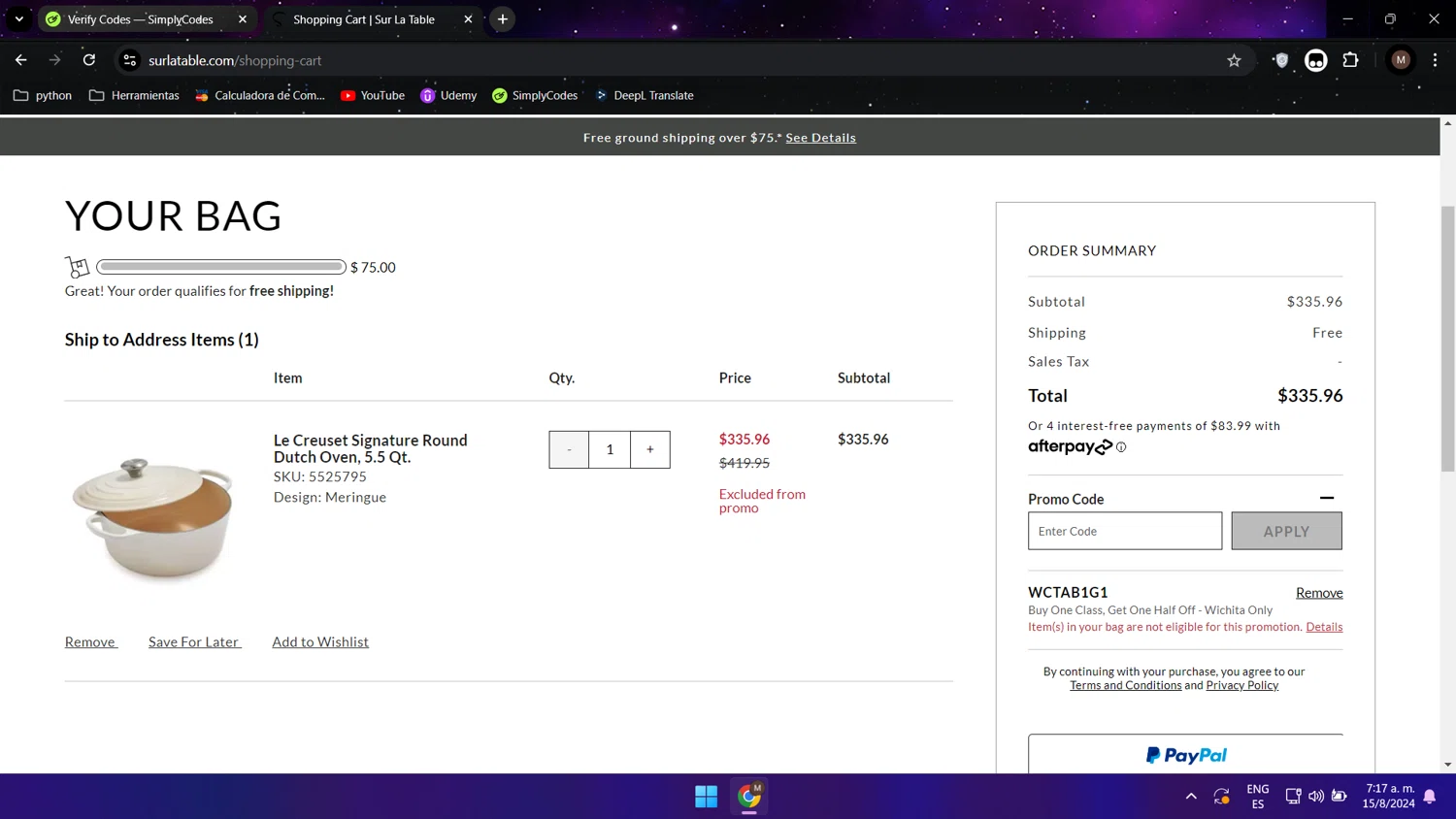 Sur la Table Promo Codes - 50% Off | October 2024