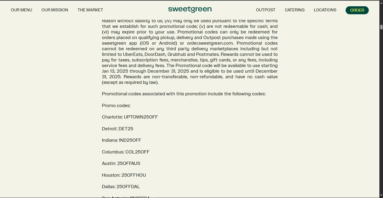 Sweetgreen Promo Codes (3 Verified) - 25% Off May 2025