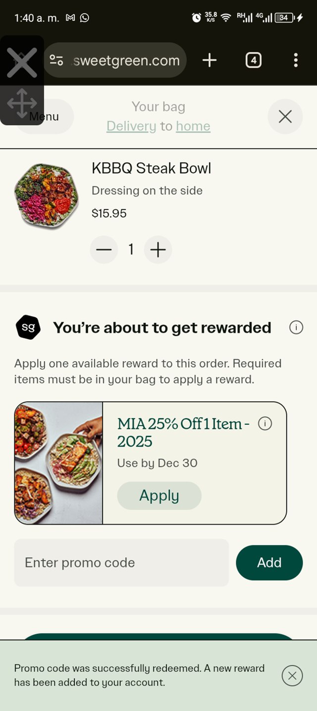 Sweetgreen Promo Codes (3 Verified) - 25% Off Jun 2025