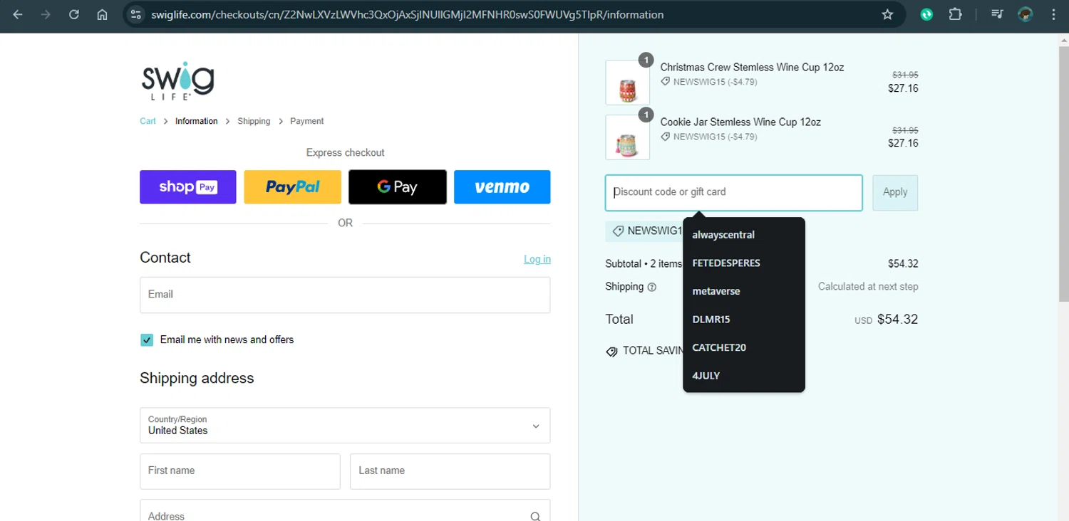 Swig Life Coupon Codes - 15% Off | November 2024