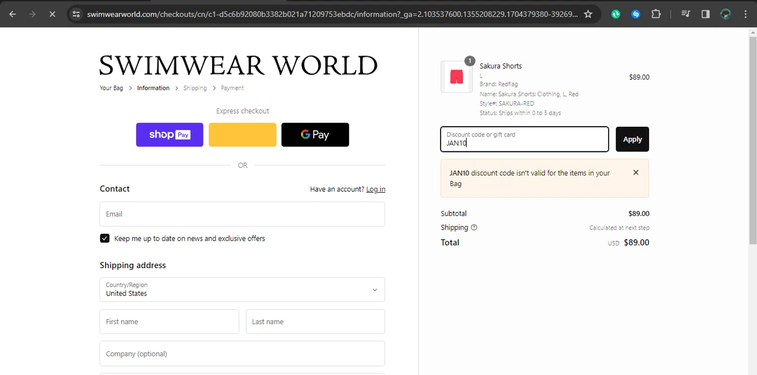 Swimwear World Promo Codes - 10% Off | October 2024