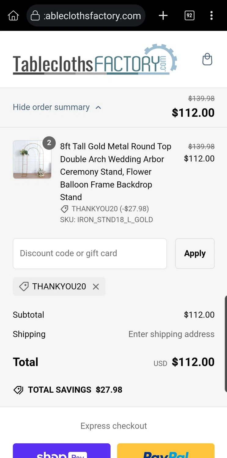 Tableclothsfactory Coupons - $10 Off | January 2025