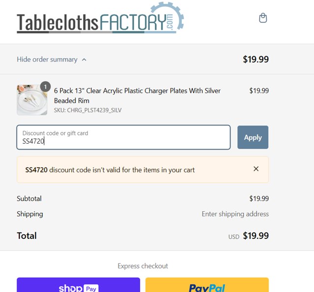 Tableclothsfactory Coupons - $10 Off | January 2025