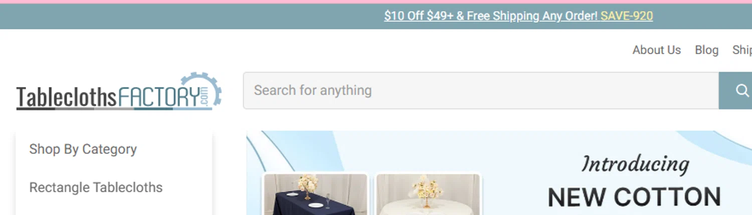 Tableclothsfactory Coupons - $10 Off | December 2024
