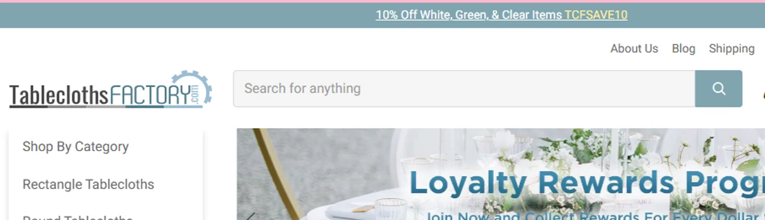 Tableclothsfactory Coupons - $10 Off | January 2025