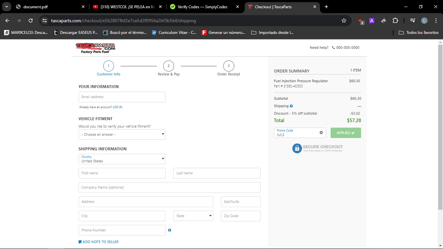 Tasca Parts Promo Codes - 5% Off Coupons Jan 2025