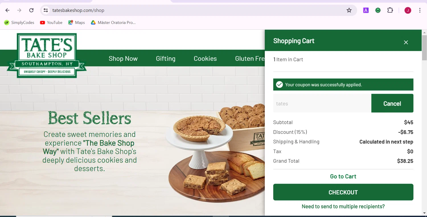 Tate's Bake Shop Coupons - 15% Off | September 2024